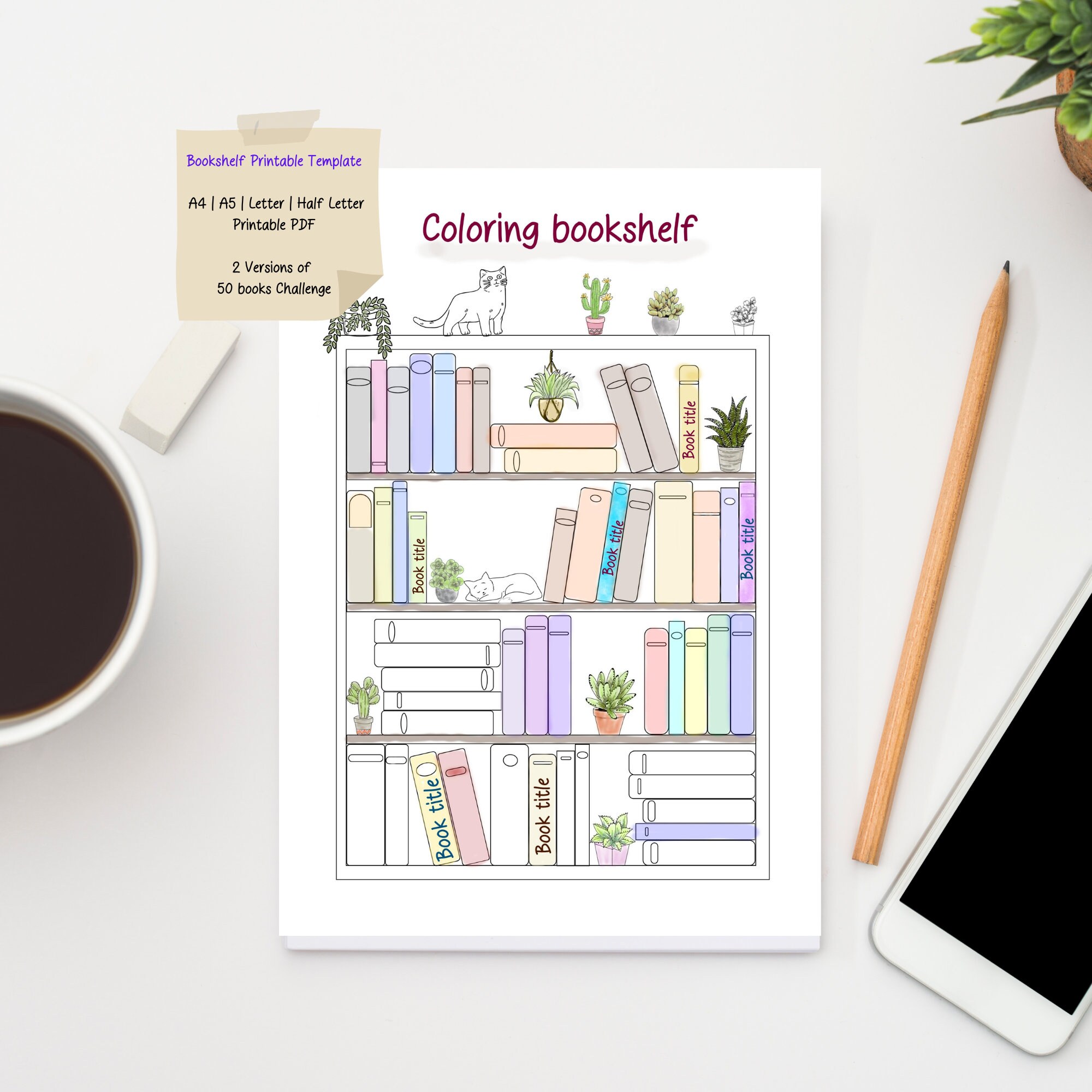 Digital & Printable Bookshelf Tracker Included A4 A5 Letter - Etsy