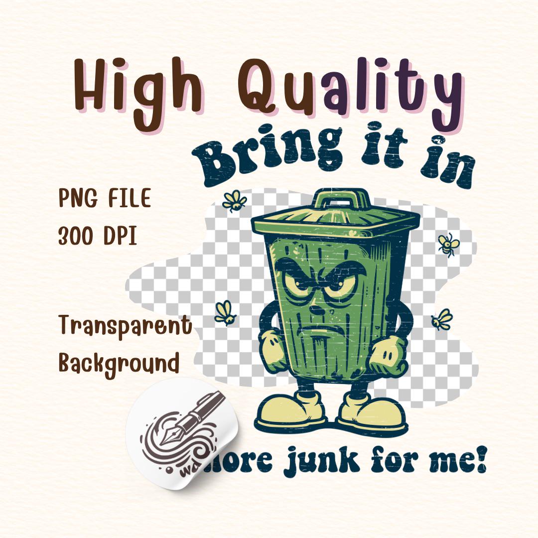 Grumpy Trash Bin Retro Mascot | Funny Cartoon Character Bundle | Grumpy ...