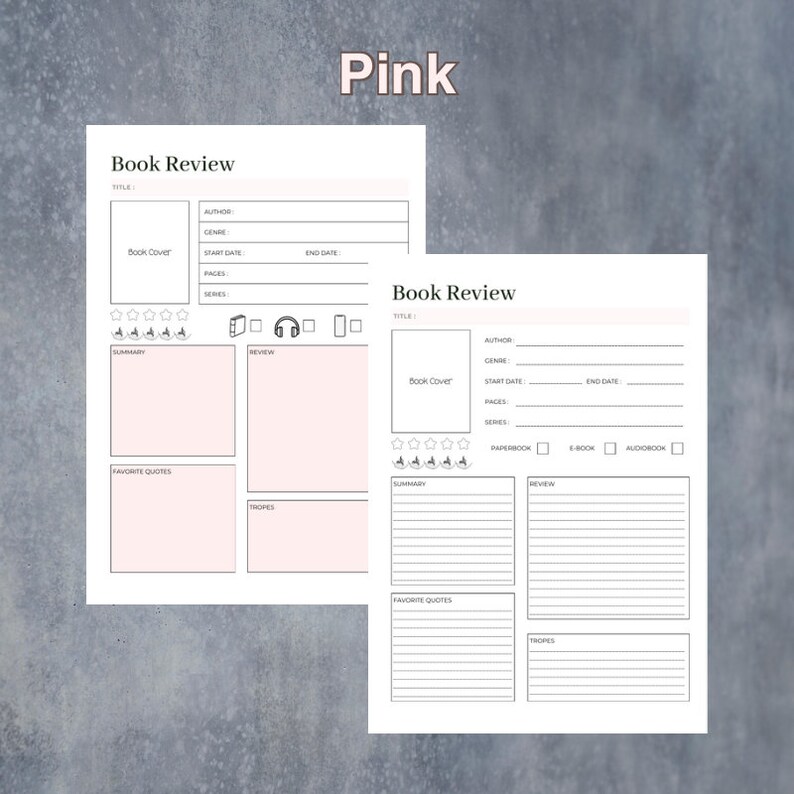 Printable Book Review PDF Template With Tropes, Available in A4 A5 ...