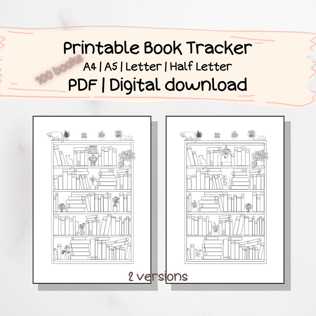 Digital&printable Bookshelf Tracker, Included A4 A5 Letter and Half ...