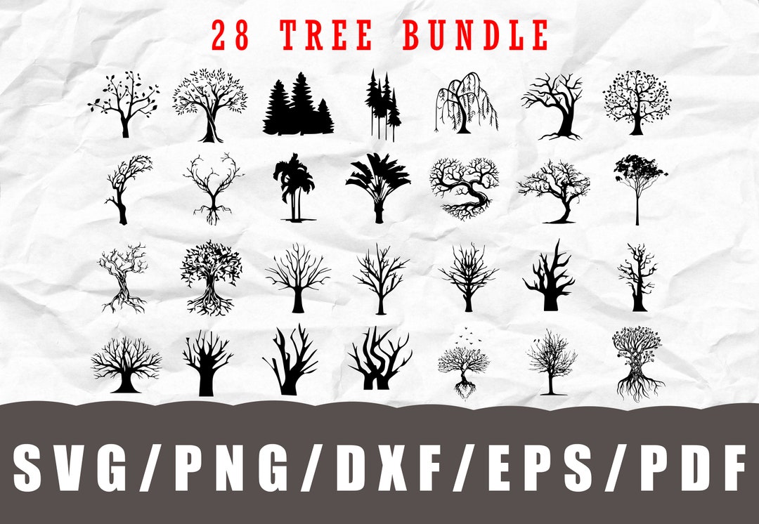 TREE SILHOUETTE SVG Bundle, Tree Cut Files for Cricut, Forest Svg Files ...