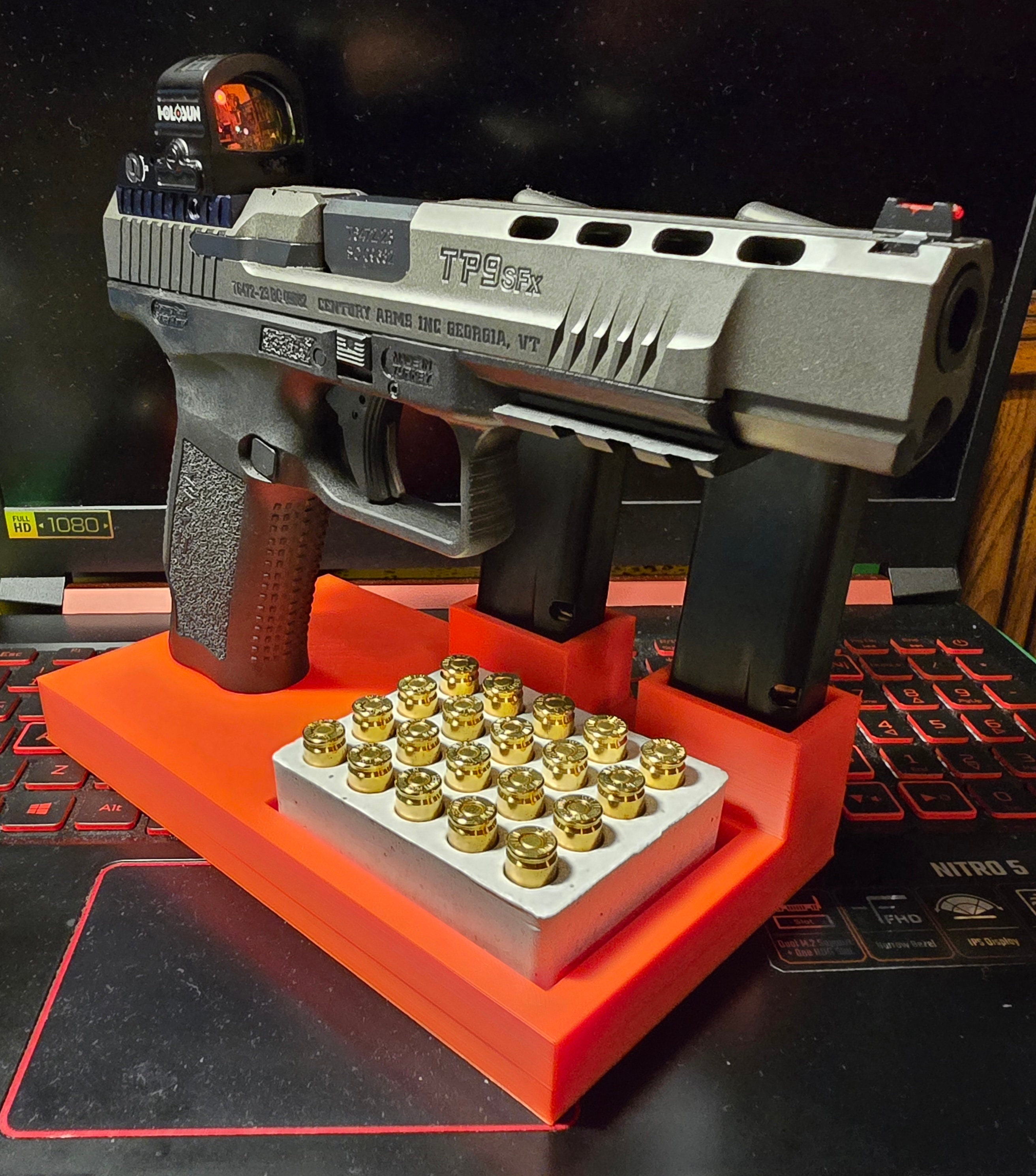 Semi Auto, Double Stack Pistol Display Stand With Two Magazine Holders ...