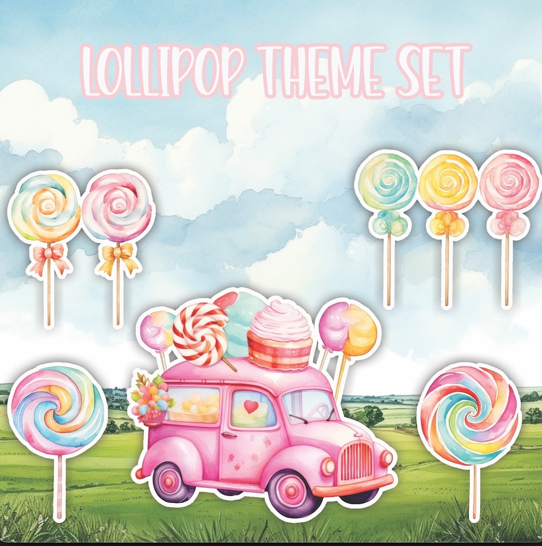 S096FS. UV Printed, Colorplast Cutouts Party Decorations: Lollipop ...