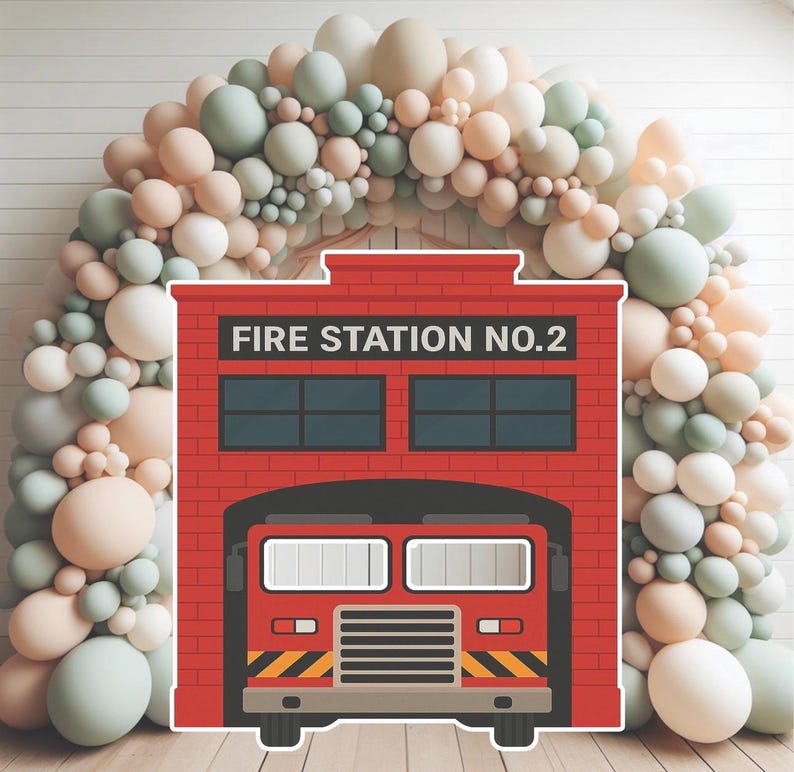 S792HS UV Printed, Colorplast Cutouts Party Decorations: Fire Station ...