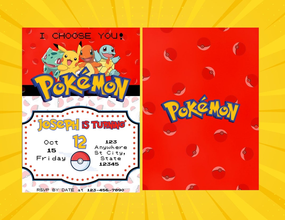 Invitación Pokemon / Invitación de cumpleaños Pokemon / - Etsy México