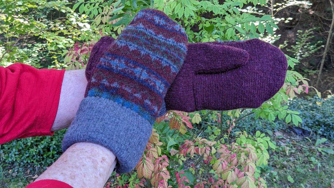 Felted Wool Mittens Made From Repurposed Sweater Lined With - Etsy