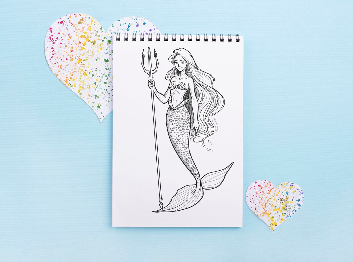 25 Printable Mermaid Coloring Pages, Best for Kids, Instant Download ...
