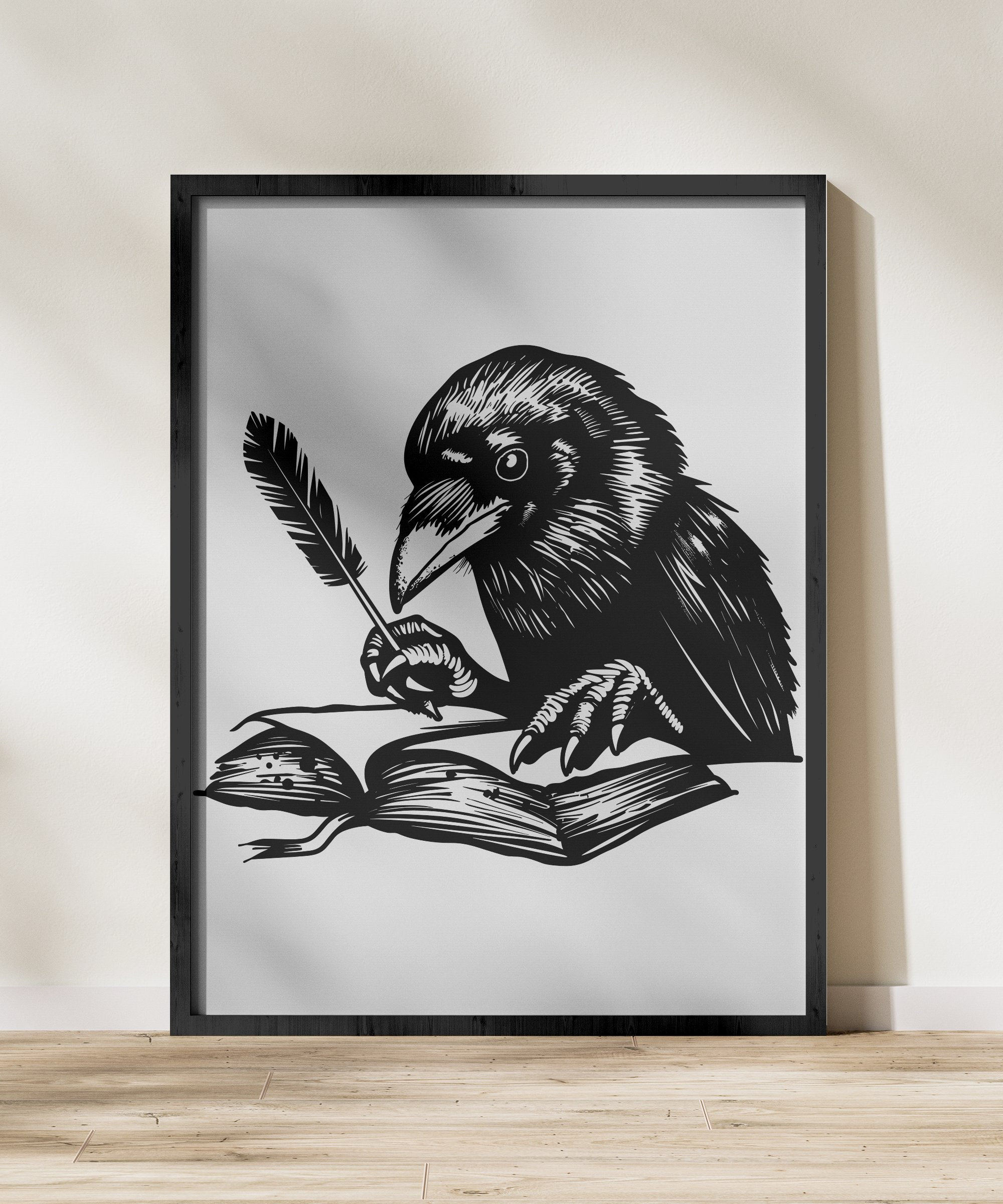 Raven Writing Quill Pen Vintage Book, Svg, Ai, Eps, Png, Dxf, Digital ...