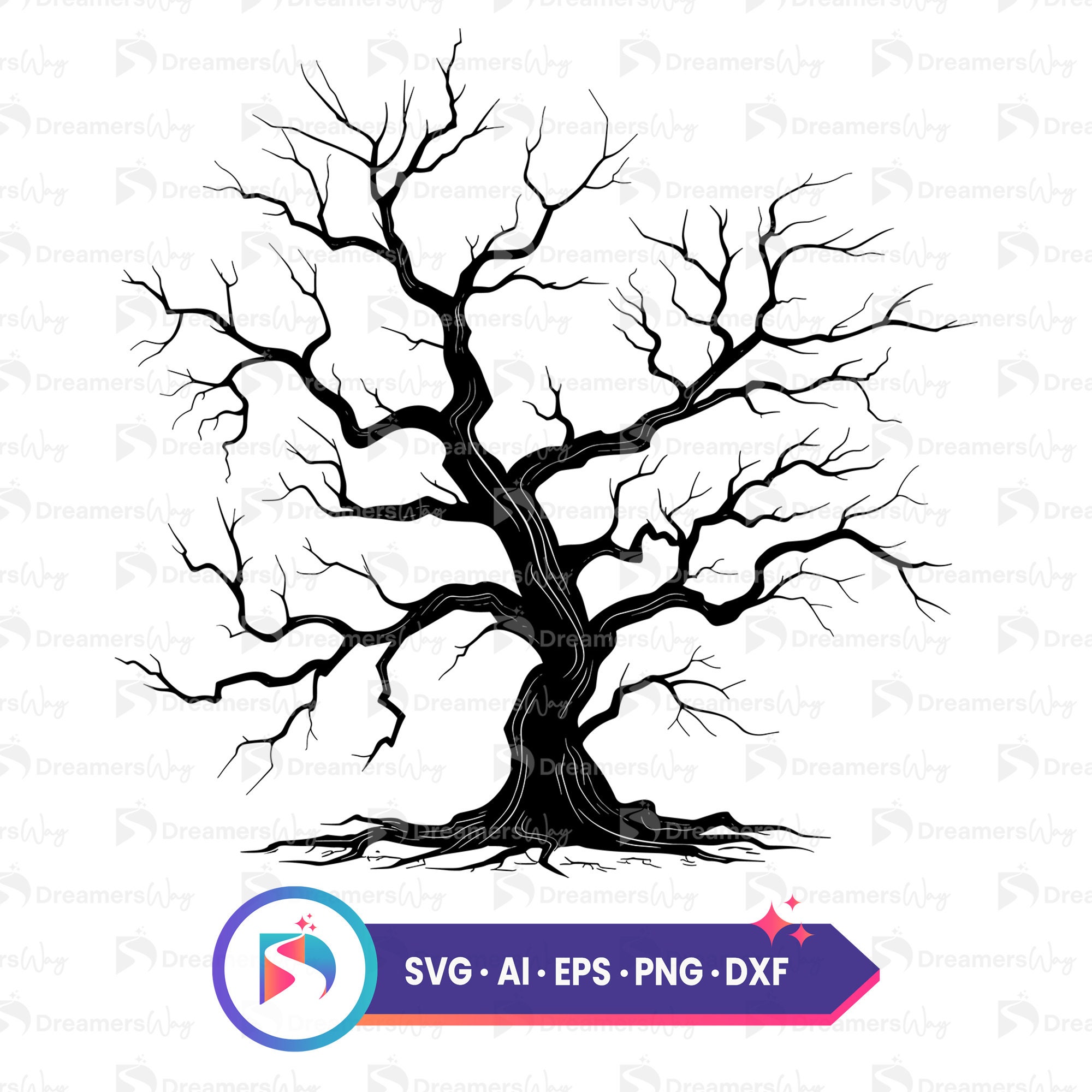 Dead Tree Silhouette Svg, Vector Tree Clipart, Digital Tree Graphic ...