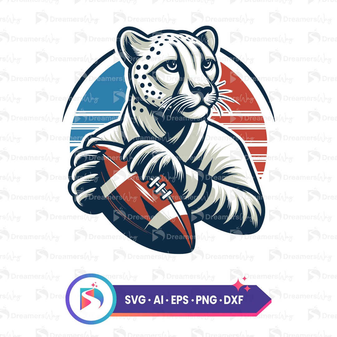 Cheetah With Rugby Ball Vector Illustration, Cheetah Svg, Cheetah Png ...