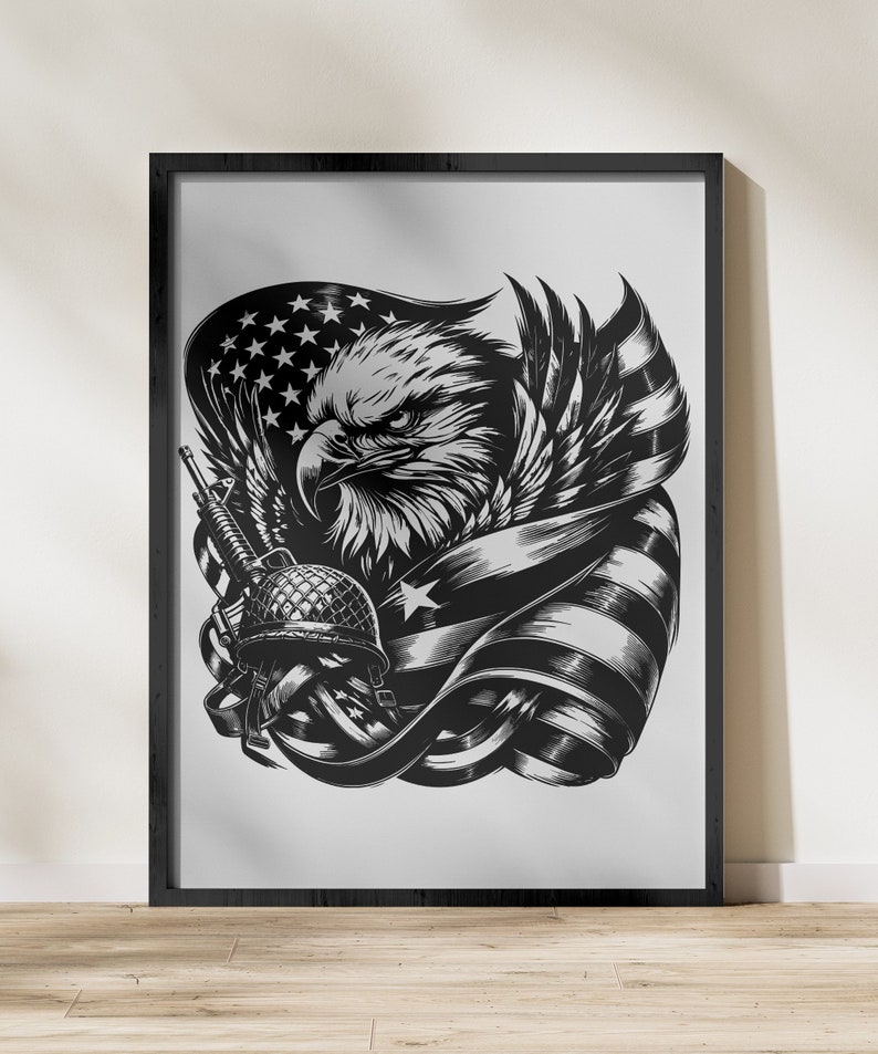 Patriotic Bald Eagle Svg, American Flag Eagle Clipart, Military Helmet ...