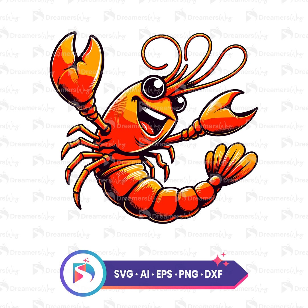 Cartoon Shrimp With a Dynamic and Lively Pose Vector Art, Svg, Png, Eps ...