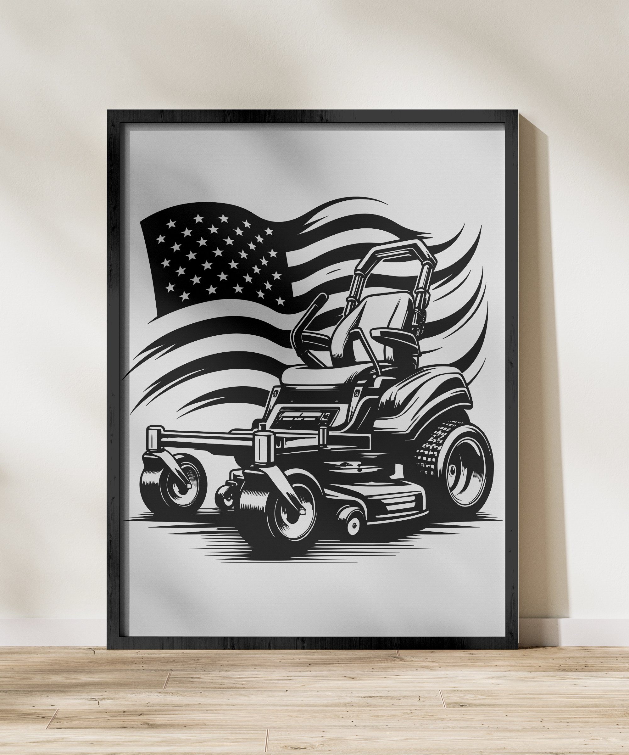 American Flag Lawn Mower Svg, Patriotic Clipart, Usa Flag Digital File ...