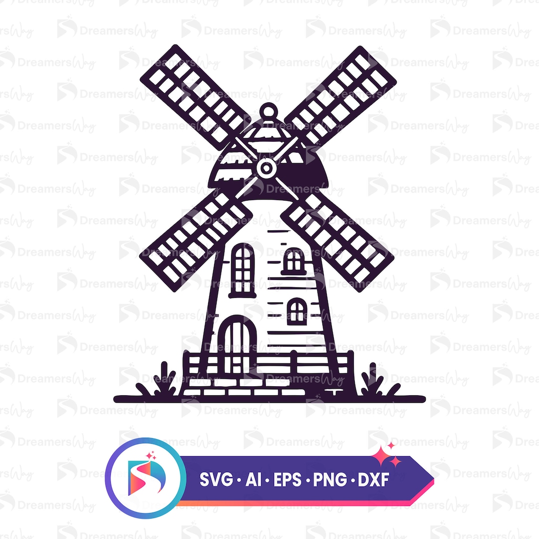 Windmill, Svg, Ai, Eps, Dxf, Png Files for Windmill Vector Illustration ...