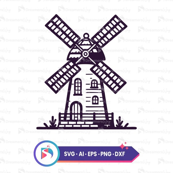 Windmill Svg - Etsy