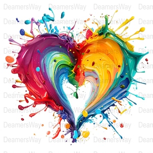 Colorful Heart Splash Clipart Bundle: 10 High-quality Transparent Png ...