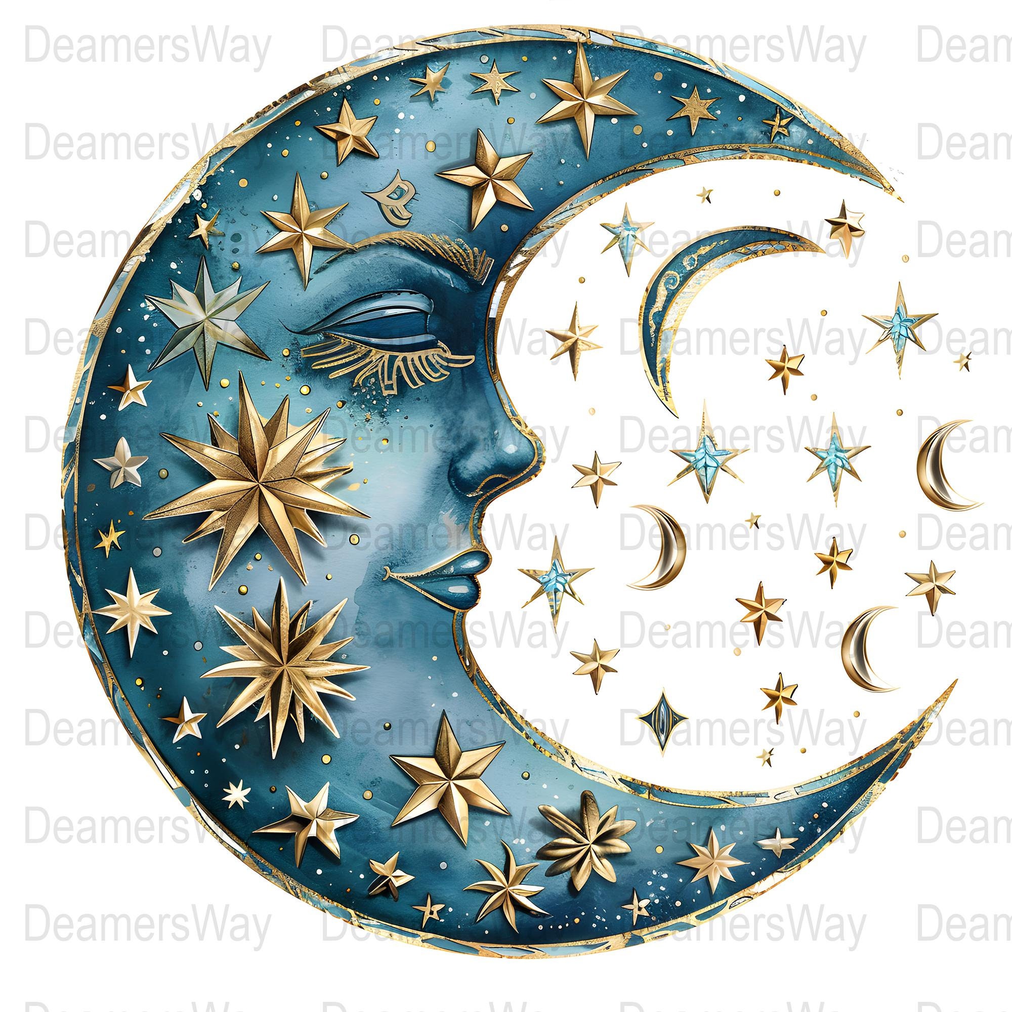10 Mystical Moon Digital Clipart, Moon Illustration, Instant Download ...