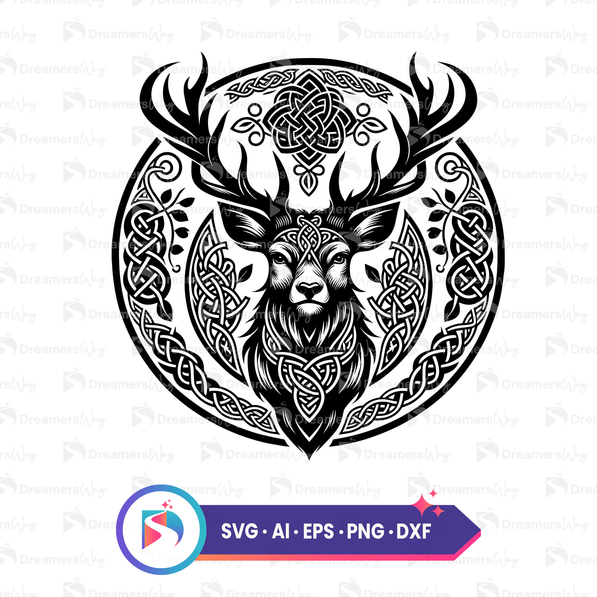 Celtic Deer Vector Art, Svg, Dxf, Png, Ai, Eps Files for Cricut and ...