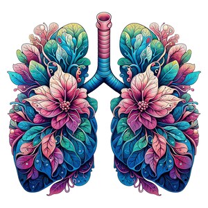 10 Floral Anatomy Art, Human Lungs With Flowers Illustration, Digital ...