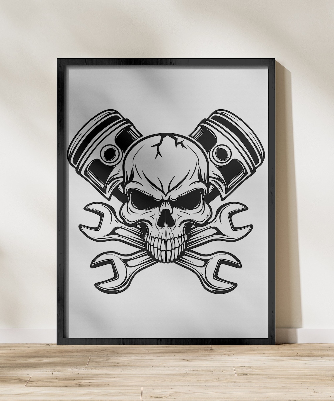 Skull Engine Pistons Wrench Art Digital Download, Mechanic Art, Skull ...