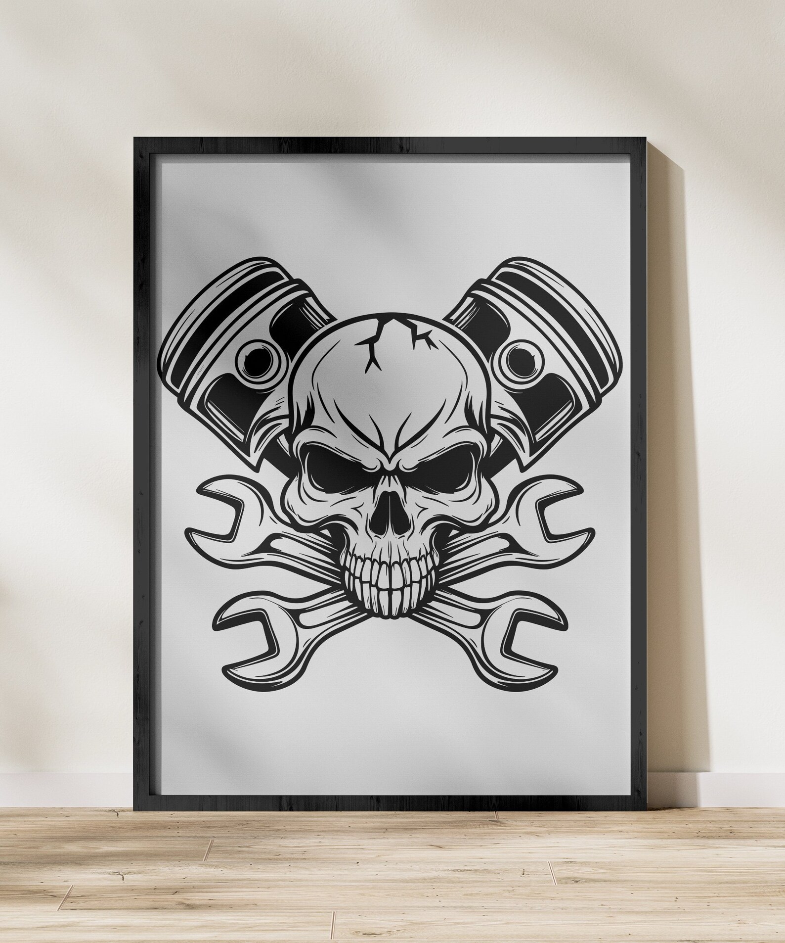 Skull Engine Pistons Wrench Art Digital Download, Mechanic Art, Skull ...