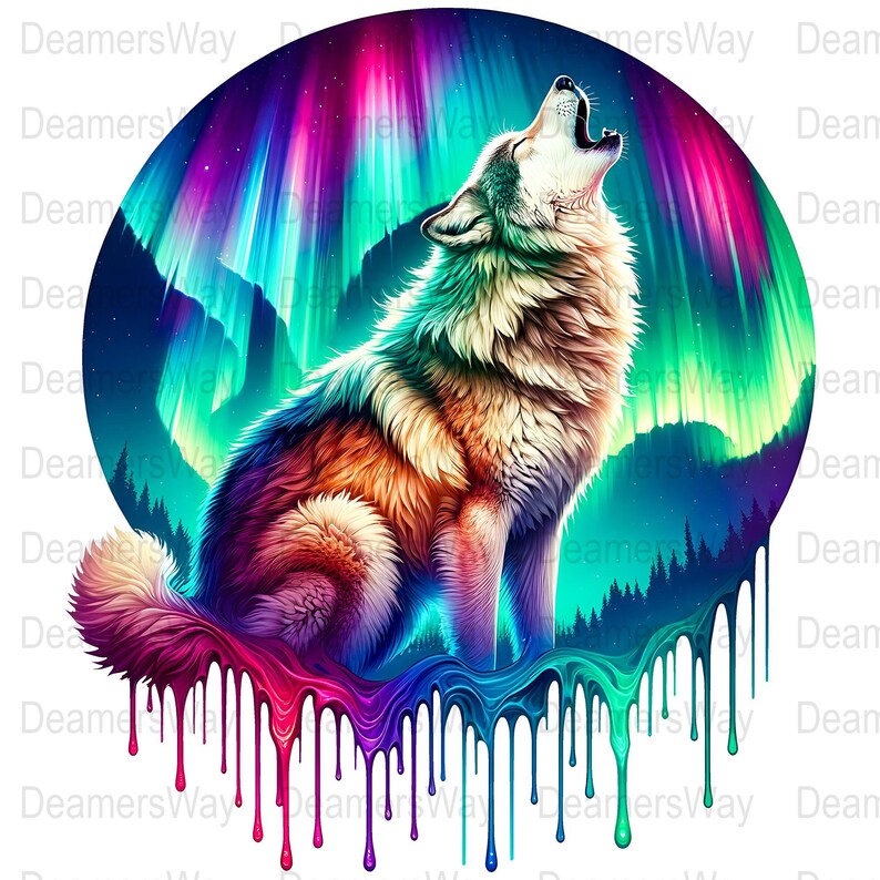 10 Neon Howling Wolf Digital Clipart, Panda Animal Illustration ...
