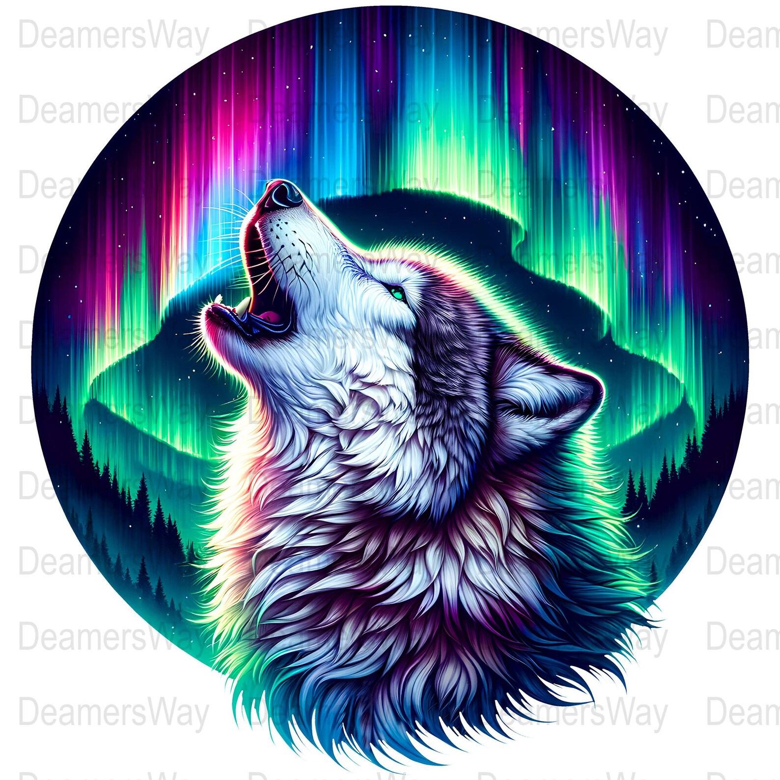 10 Neon Howling Wolf Digital Clipart, Panda Animal Illustration ...