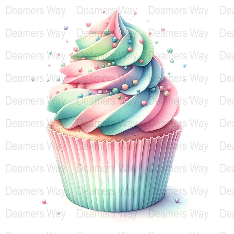 10 Cute Colorful Cupcake Digital Clipart, Pastel Swirl Cupcake ...