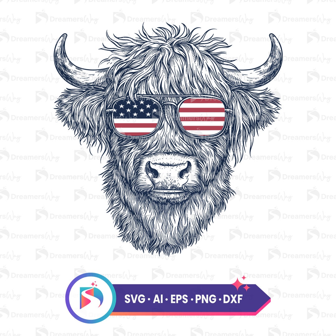 Patriotic Bison Svg, American Flag Sunglasses, Digital Download, Usa ...