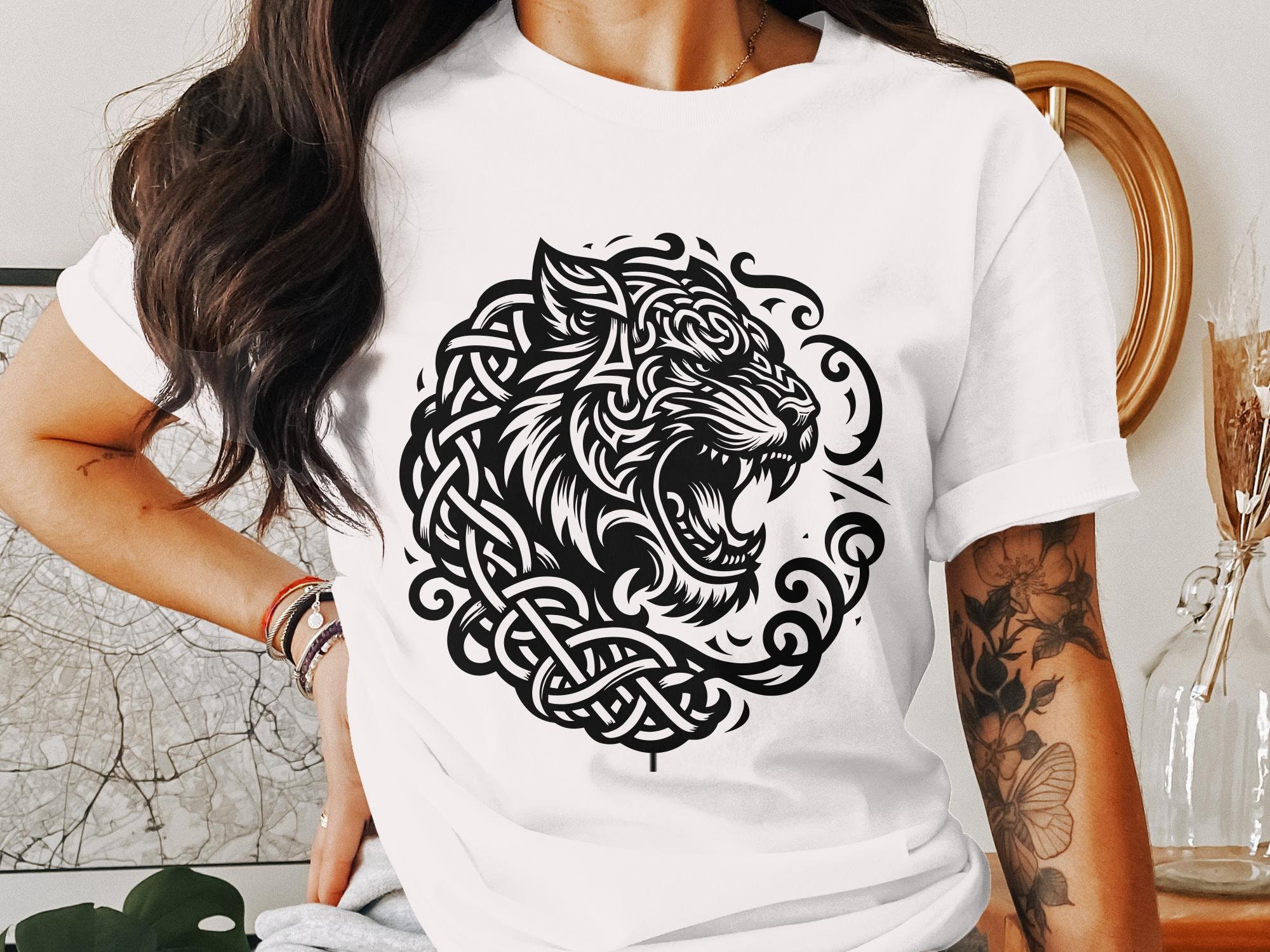 Angry Roaring Tiger Svg, Celtic Tiger Black Vector Illustration, Tiger ...