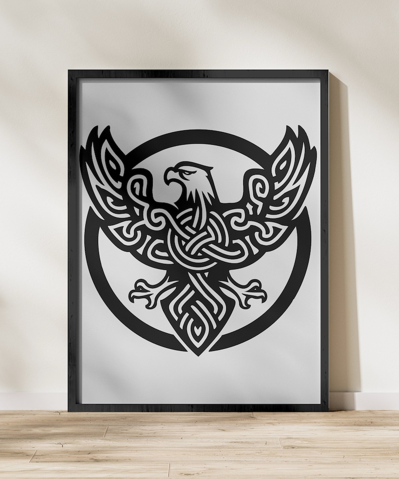 Viking Norse Mythology Bird Symbol, Tribal Eagle Tattoo Design, Digital ...