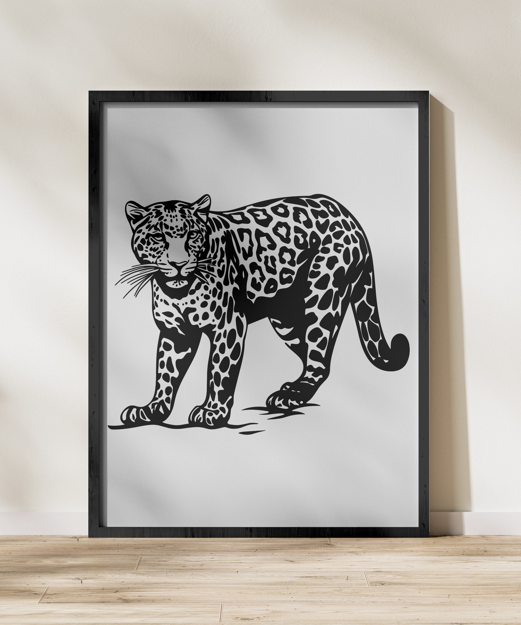 Cheetah Black Vector Illustration, Cheetah Svg, Cheetah Silhouette, Dxf ...