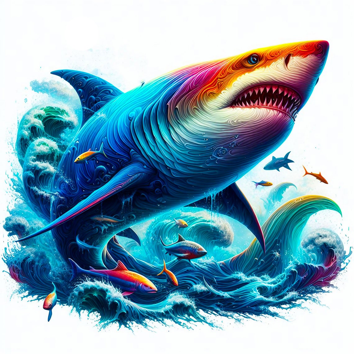 10 Shark Digital Art, Ocean Predator Illustration, High-resolution Png ...