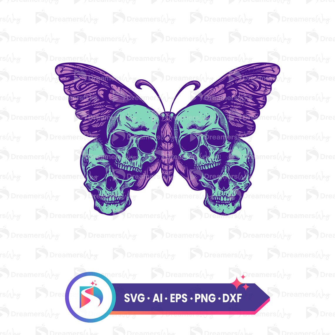 Gothic Skull Butterfly Svg, Digital Download Clipart, Tattoo Design ...