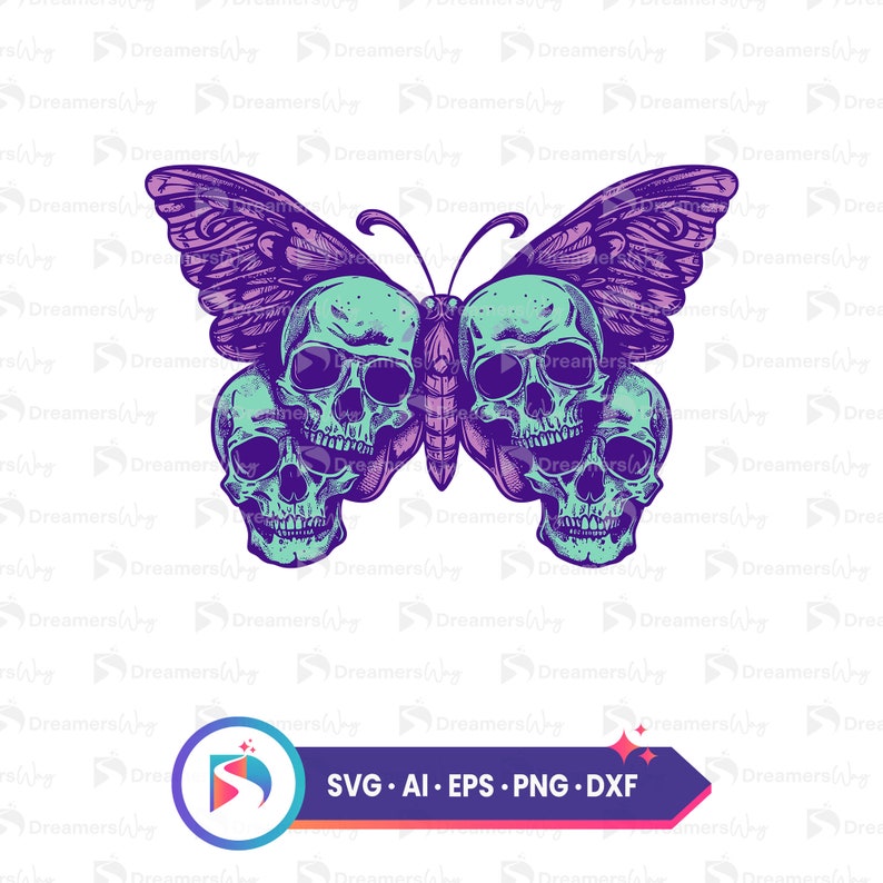 Gothic Skull Butterfly Svg, Digital Download Clipart, Tattoo Design ...
