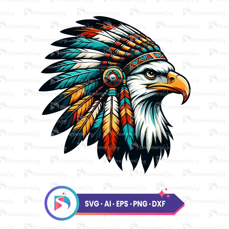 Native American Eagle Headdress, Svg, Tribal Animal Clipart, Digital ...