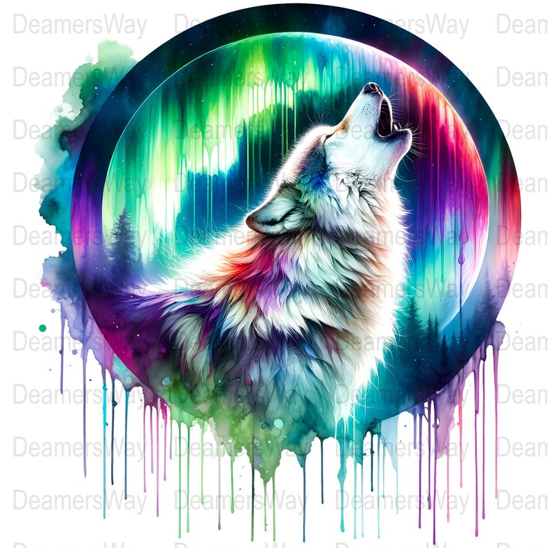10 Neon Howling Wolf Digital Clipart, Panda Animal Illustration ...