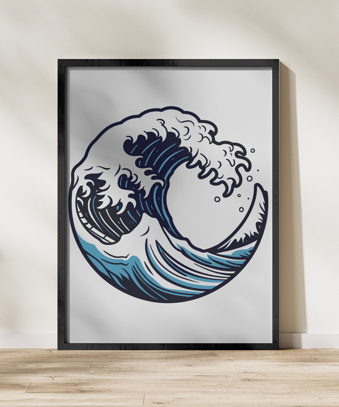 Ocean Waves Vector Illustration, Wall Art, Svg Png Eps Dxf Files ...