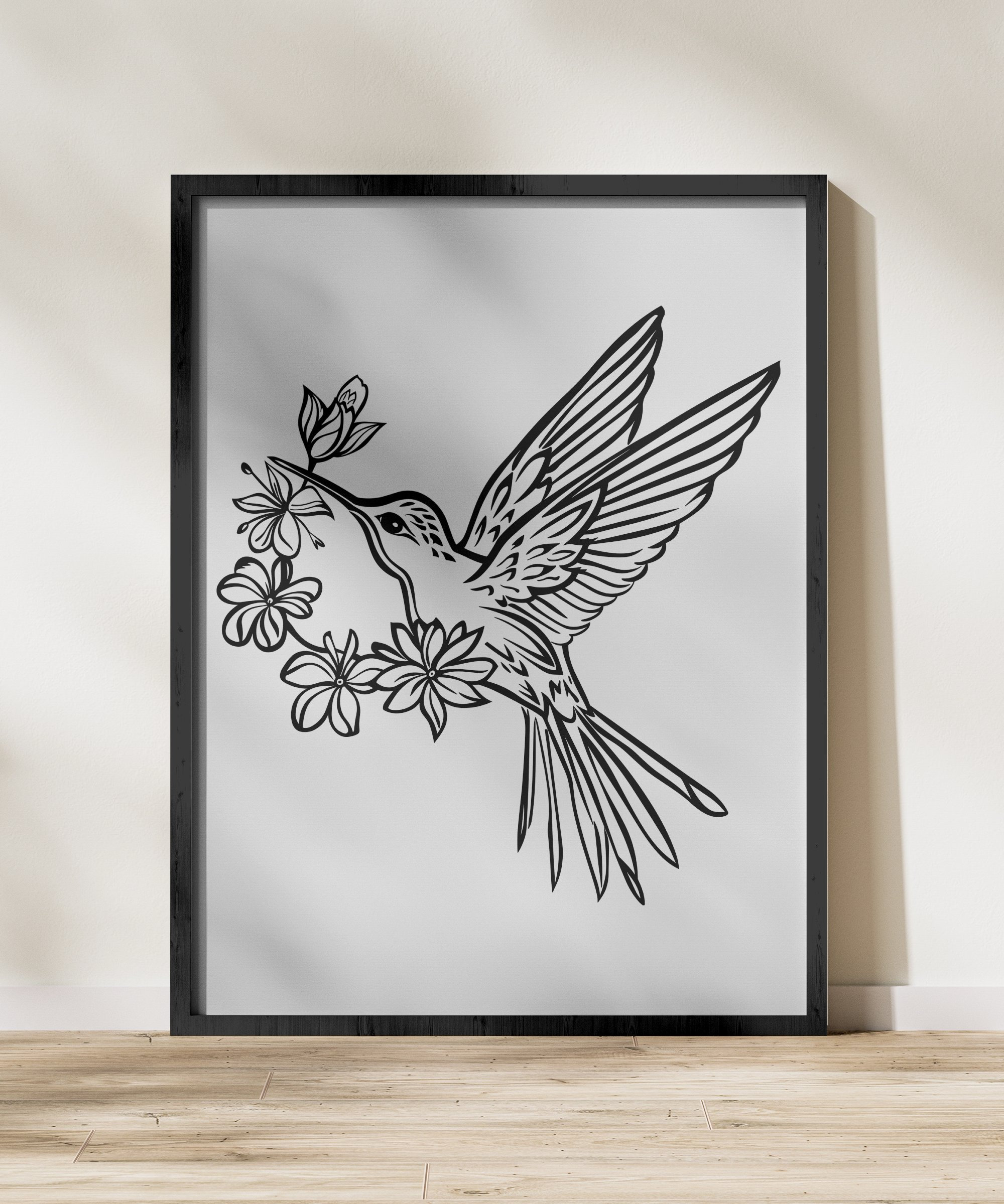 Hummingbird Floral Vector Art Svg, Digital Download, Bird Flower Vector ...