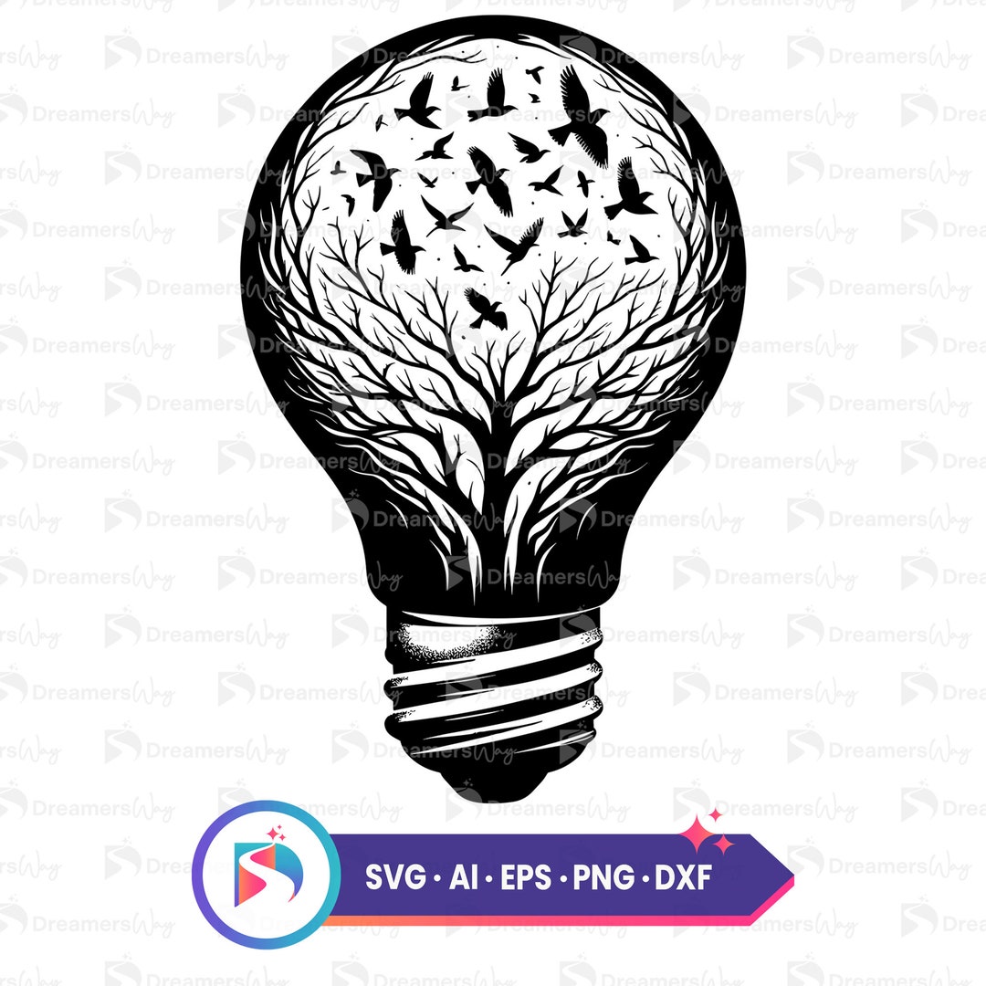 Birds in Light Bulb Vector Art Svg, Flying Birds Vector Art, Ai, Eps ...