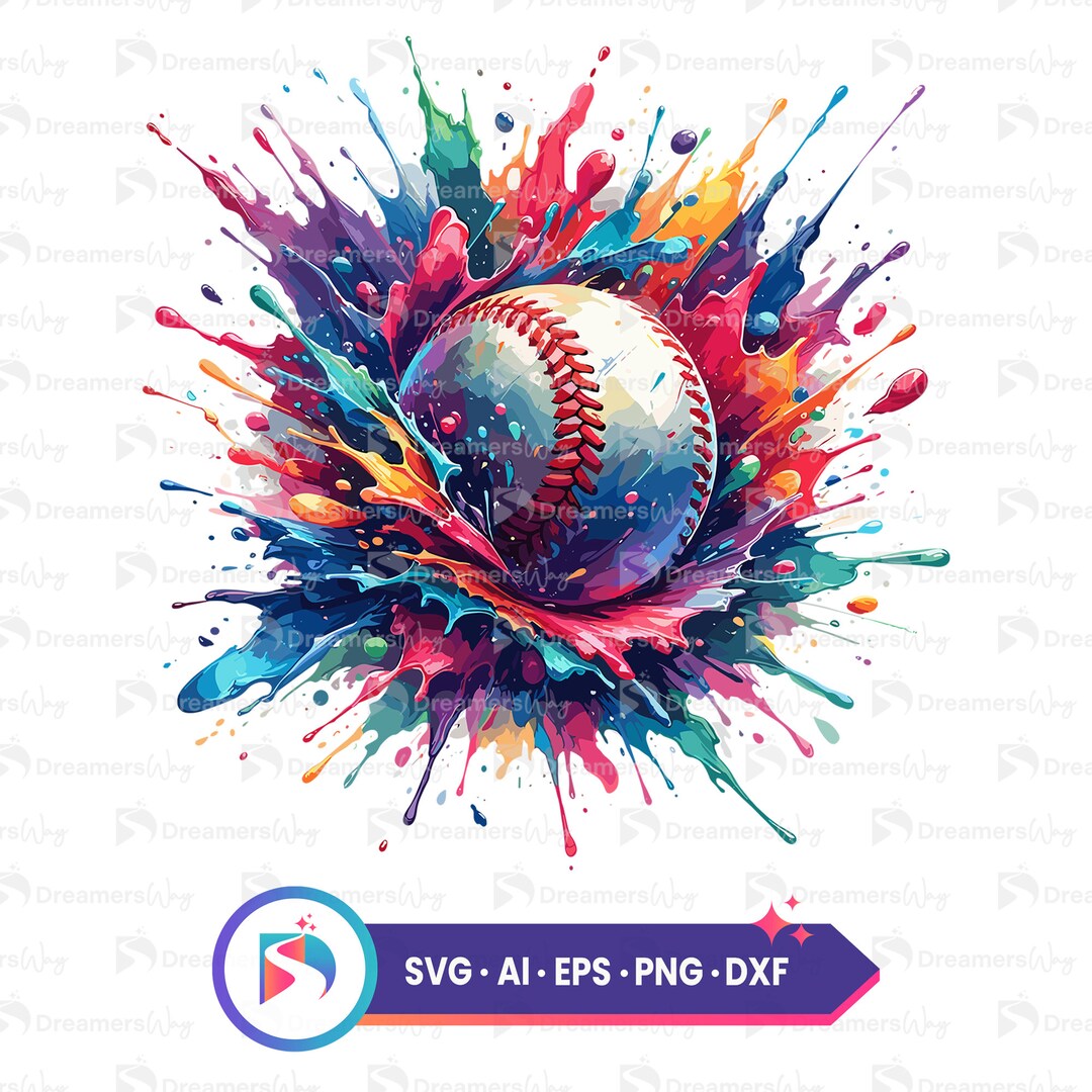 Baseball Splash Art Print, Vibrant Sports Wall Art, Colorful Baseball ...