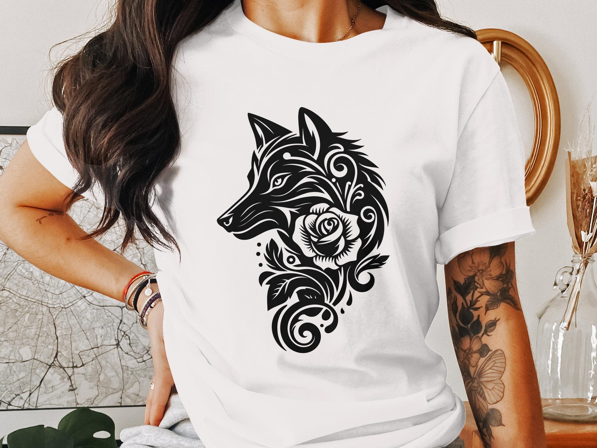 Floral Wolf Vector Illustration, Floral Wolf, Wolf Svg, Animal Svg, Svg ...