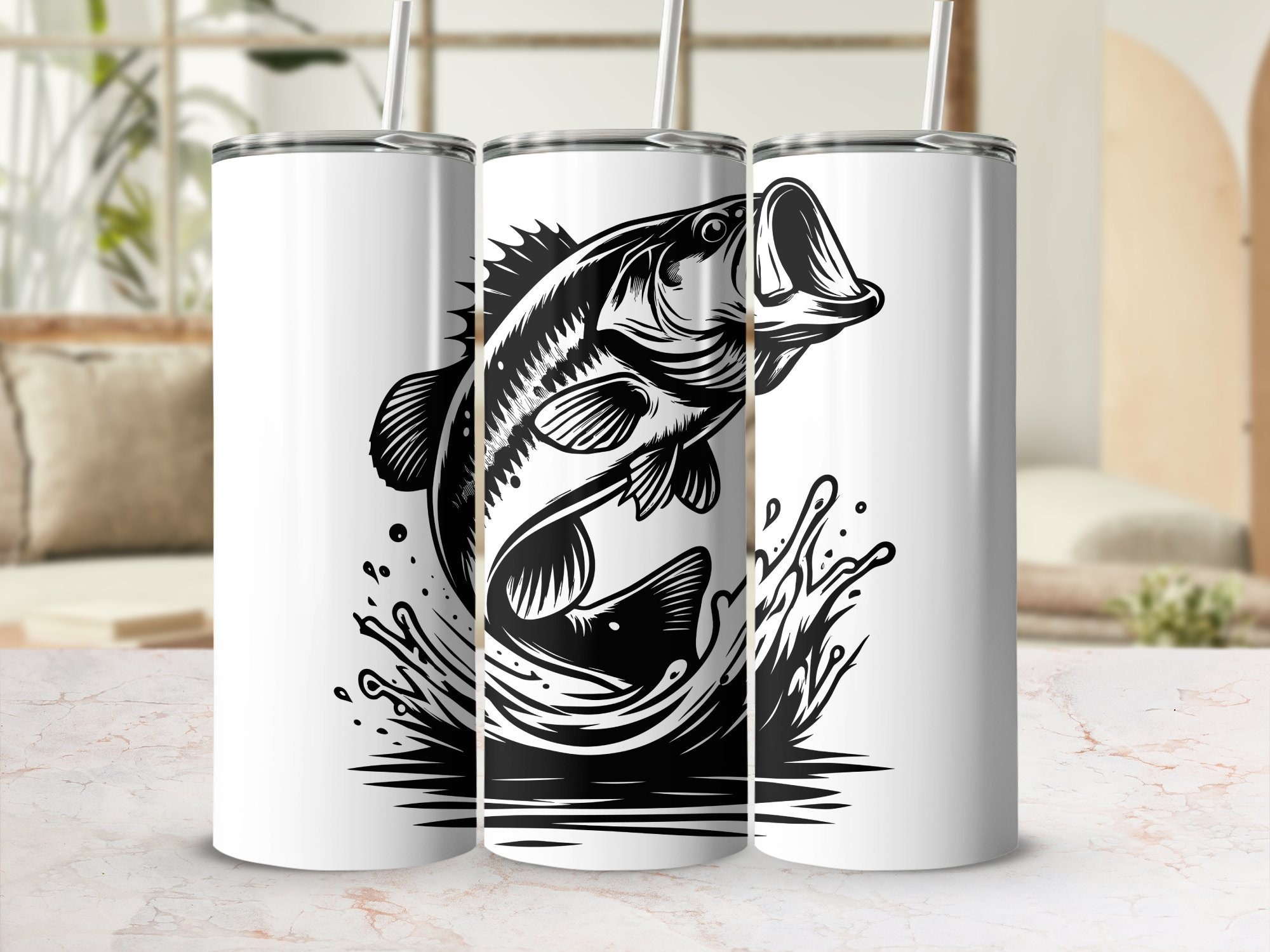 Bass Fish Leaping Out of Water, Jumping Fish Svg, Dxf, Png, Ai, Eps ...