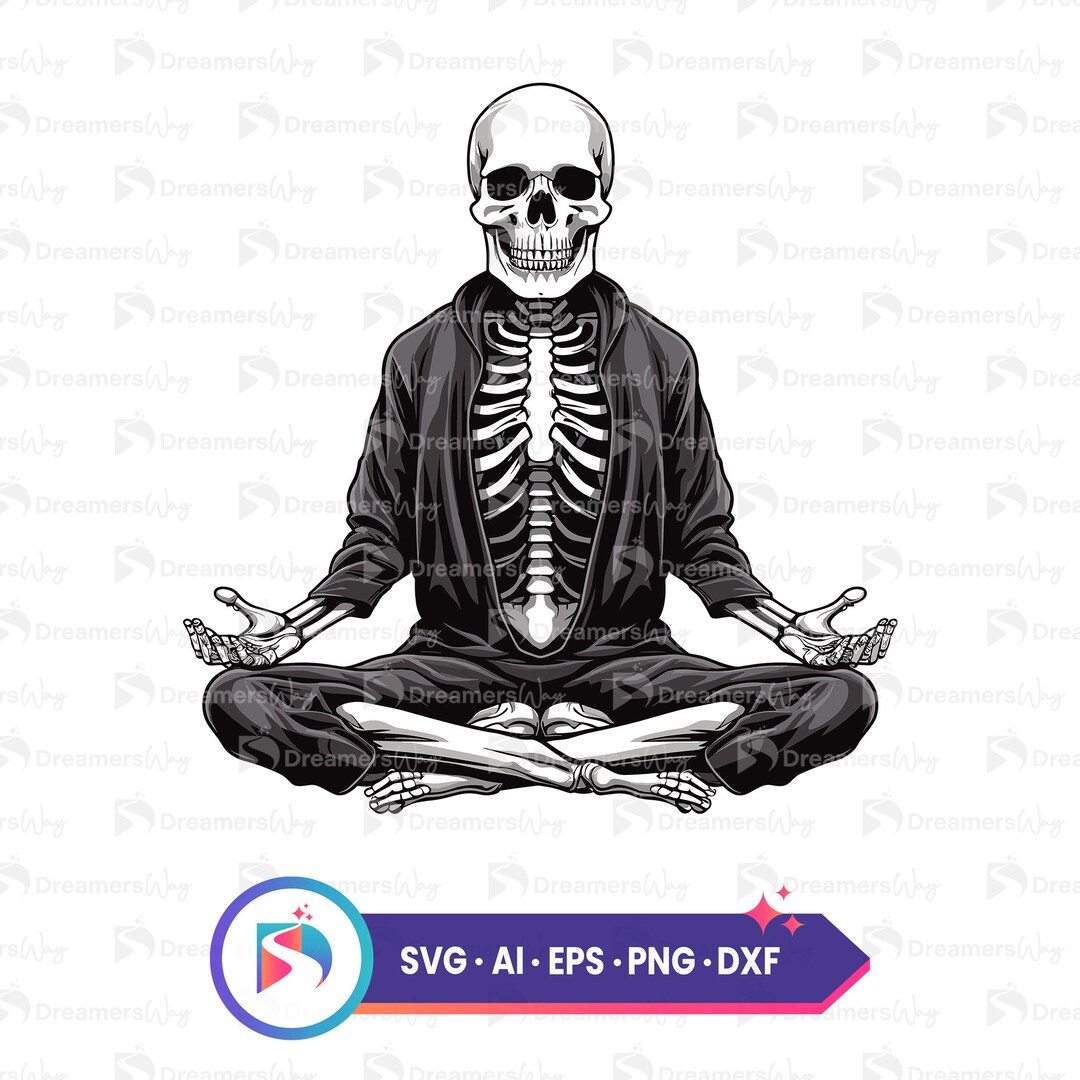 Skeleton Doing Yoga Vector Illustration, Funny Design, Skeleton Svg ...