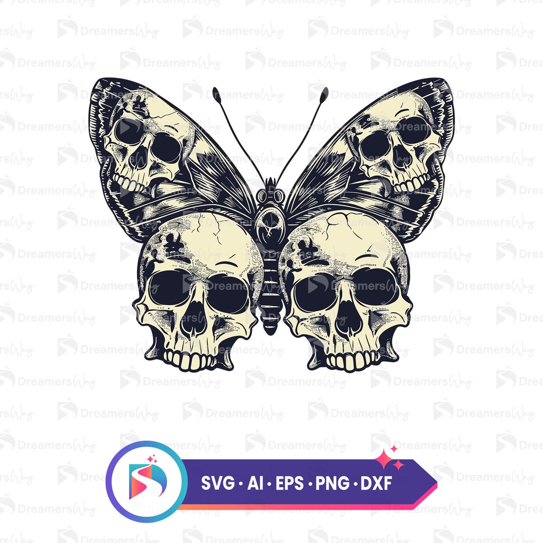 Gothic Skull Butterfly Svg, Digital Download Clipart, Tattoo Design ...