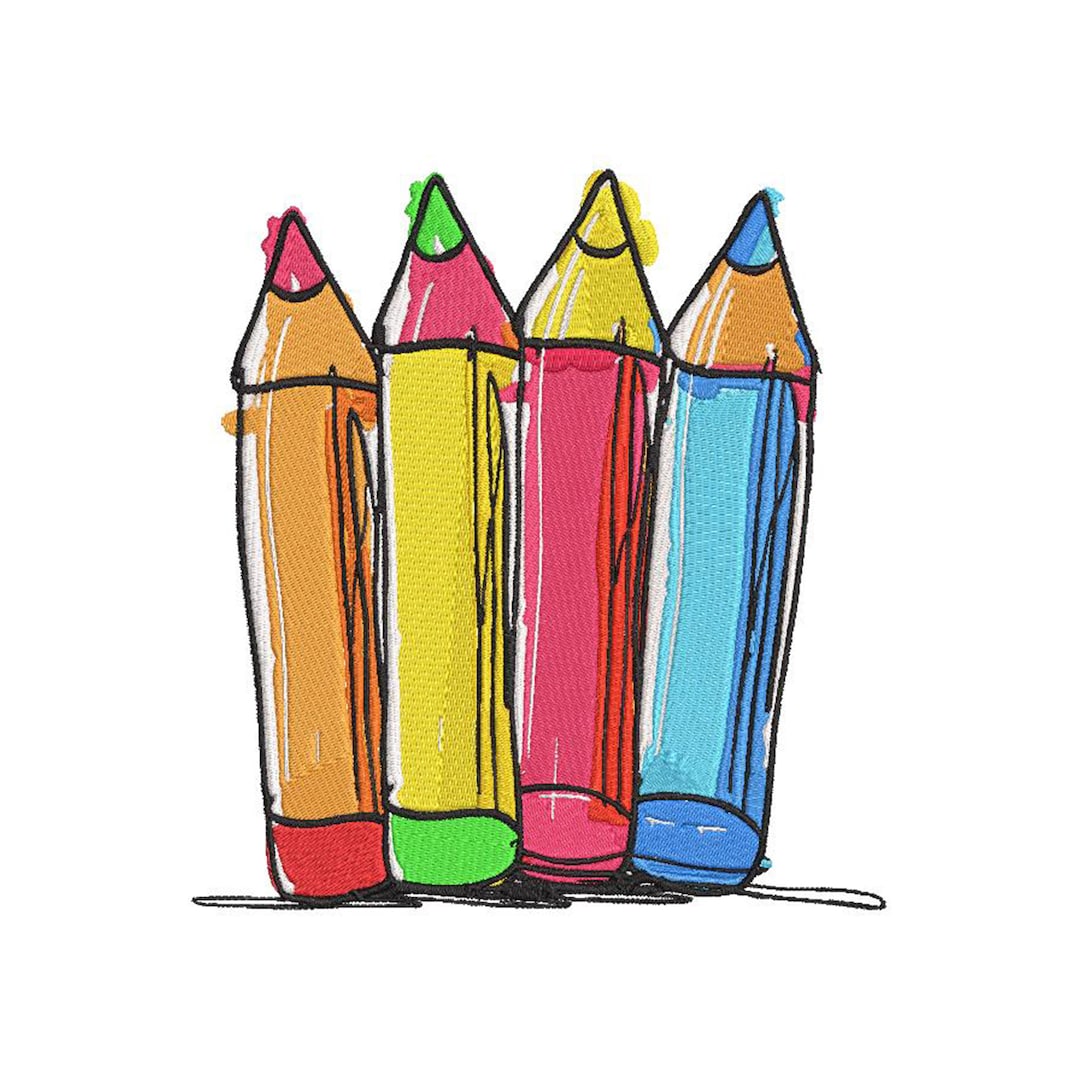 Pencils Machine Embroidery Design, School Embroidery, Instant Download ...