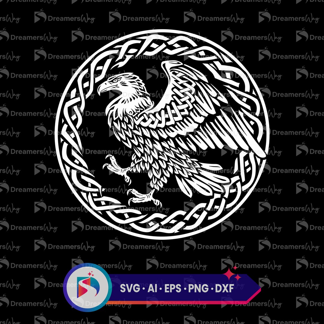 Eagle Celtic Svg, Digital Eagle Wall Art, Animal Cut File, Viking Eagle ...