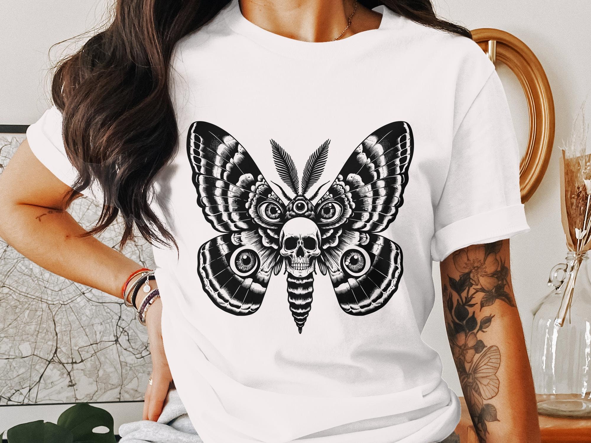 Gothic Moth Skull Vector Digital Download, Butterfly Svg, Tattoo ...