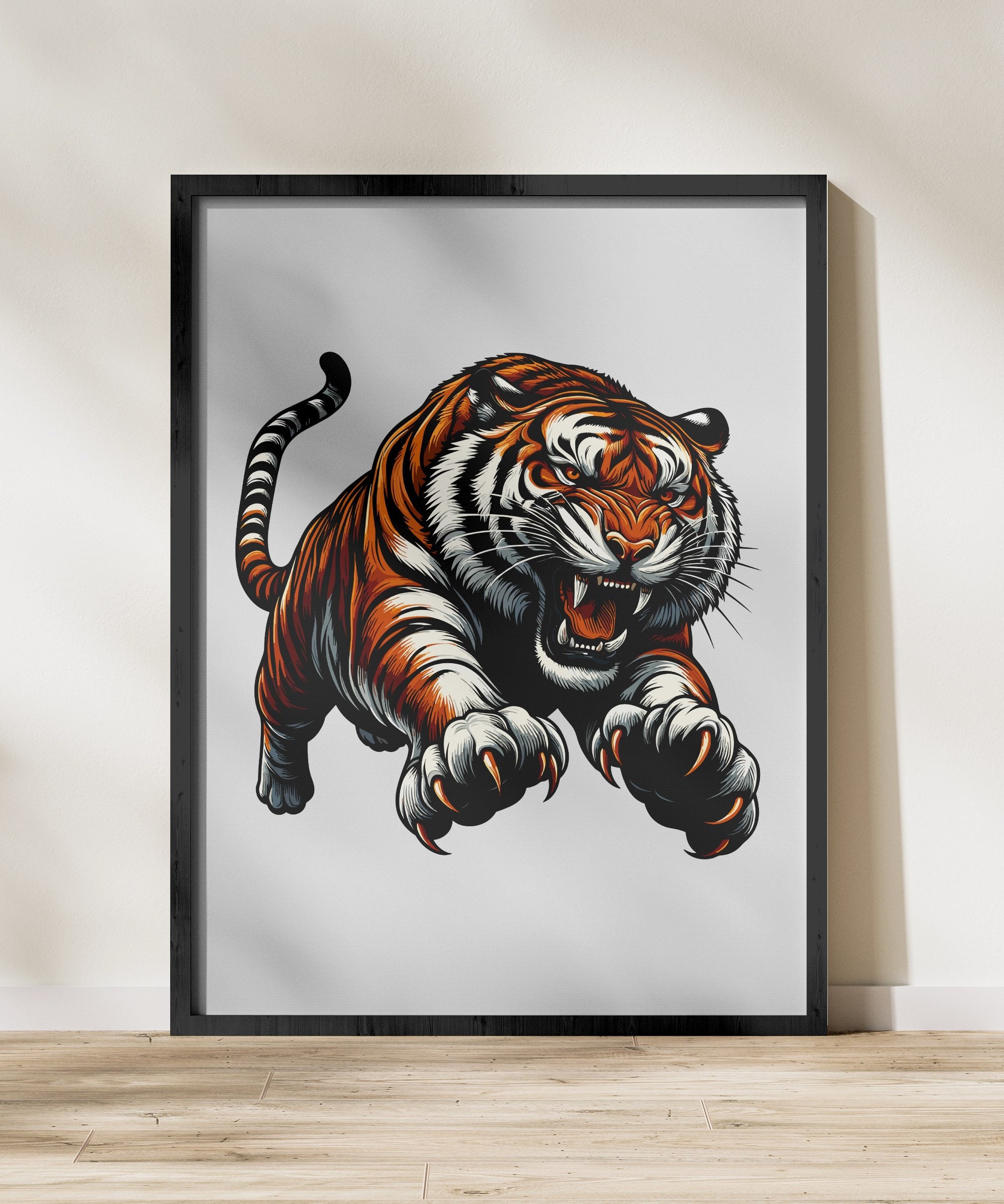 Roaring Tiger Vector Art, Angry Tiger Svg, Png, Dxf, Eps, Ai Files ...