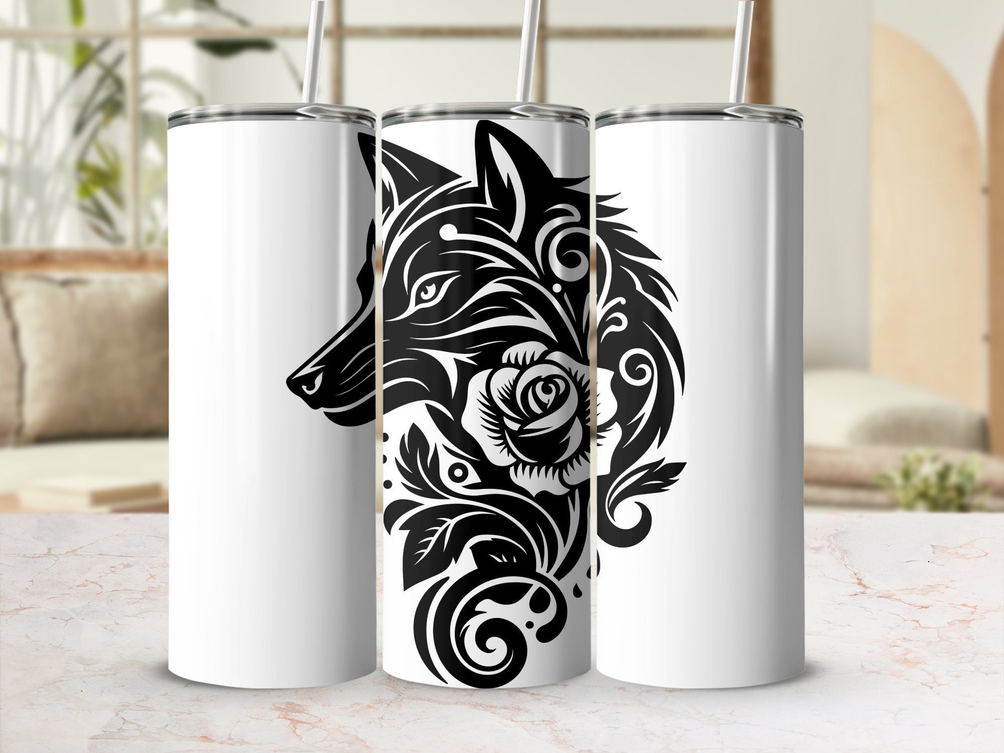 Floral Wolf Vector Illustration, Floral Wolf, Wolf Svg, Animal Svg, Svg ...